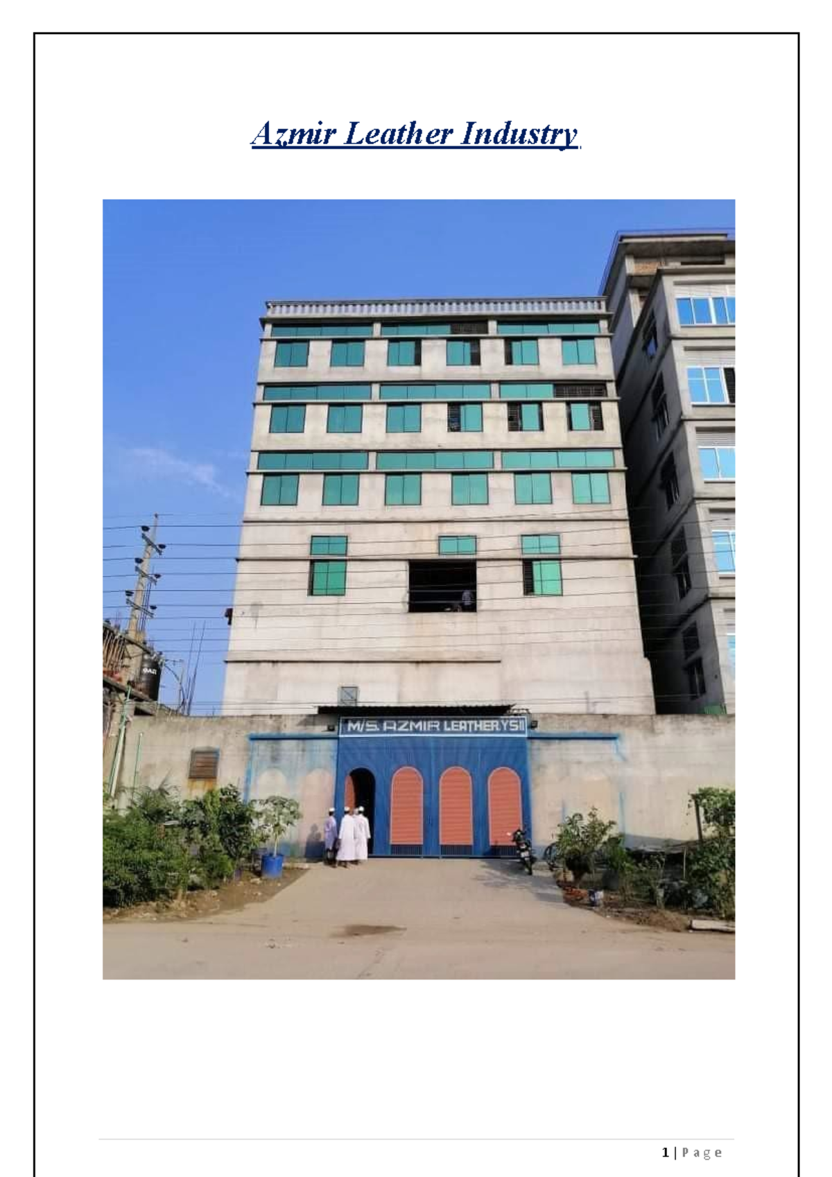Final Report Nov24 2021 111153186 Azmir - 1 | P a g e Azmir Leather ...