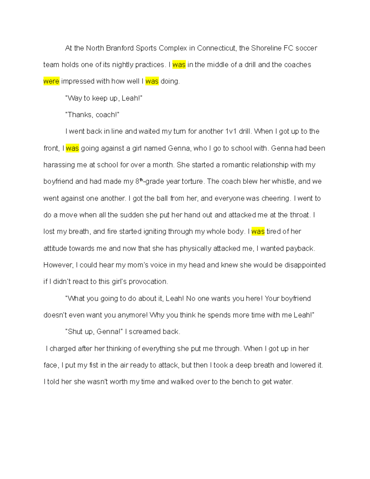 Essay 1 Sample Scene - At the North Branford Sports Complex in ...