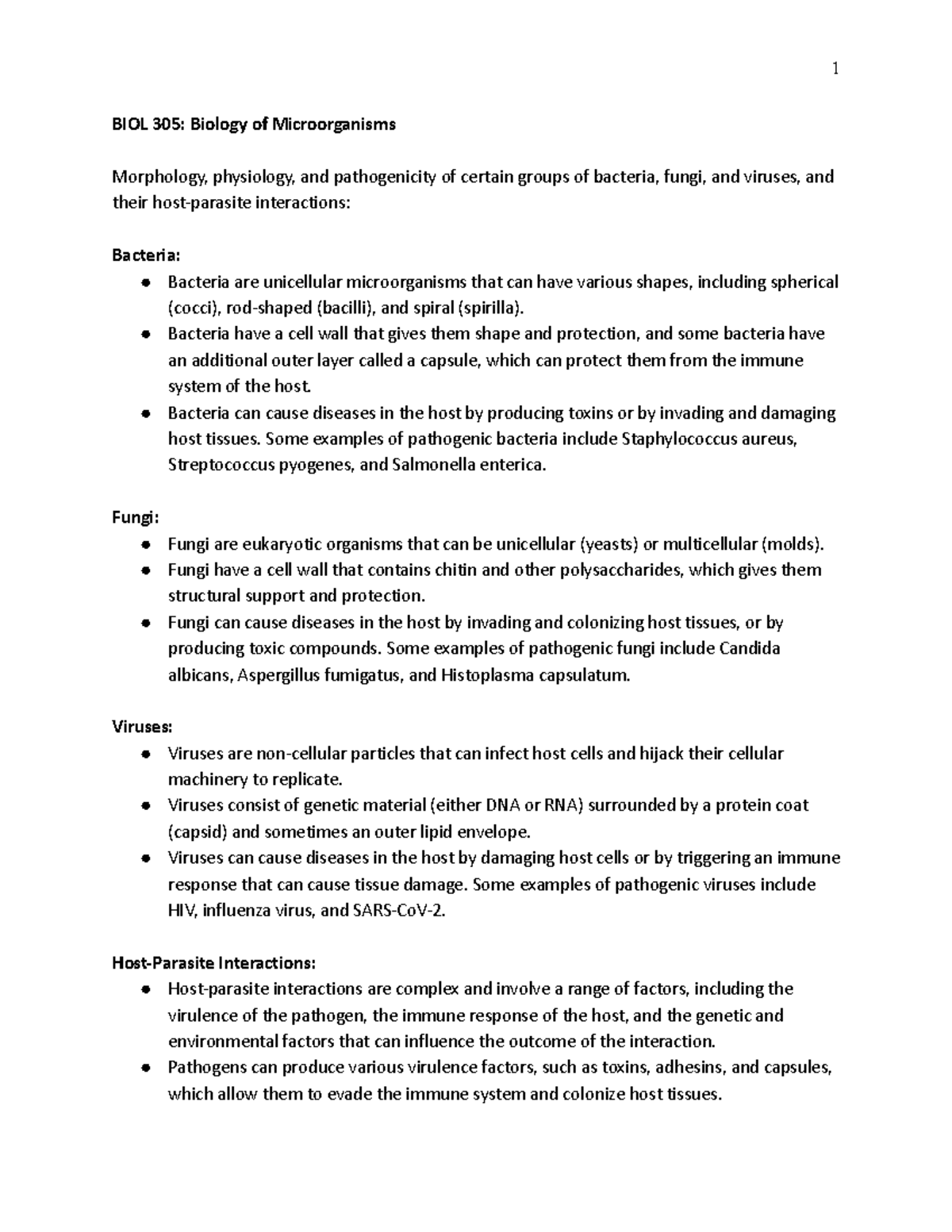 BIOL 305 Biology of Microorganisms Notes - BIOL 305: Biology of ...