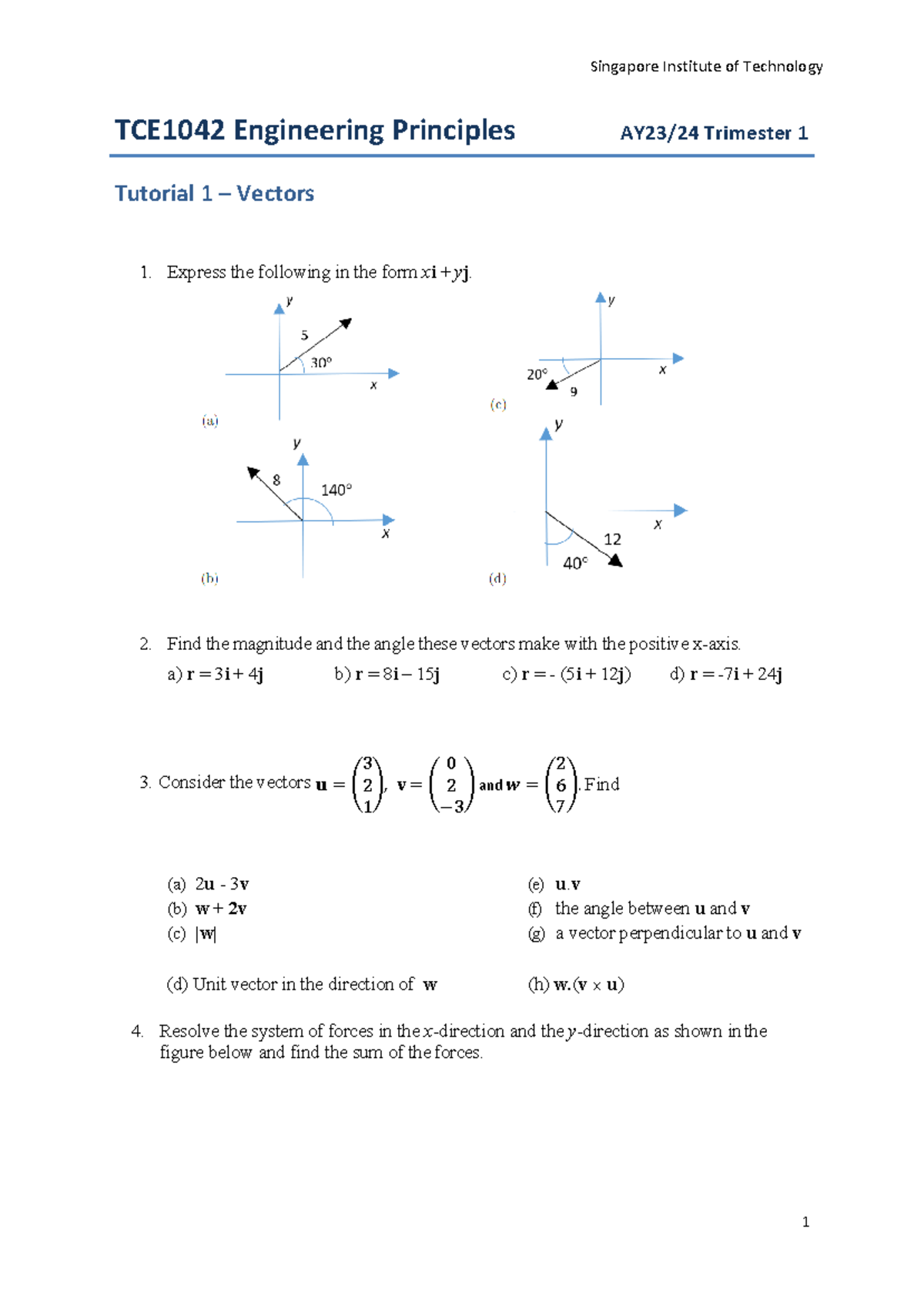 2023 TCE1042 Tutorial 1 - Singapore Institute of Technology 1 TCE1042 ...