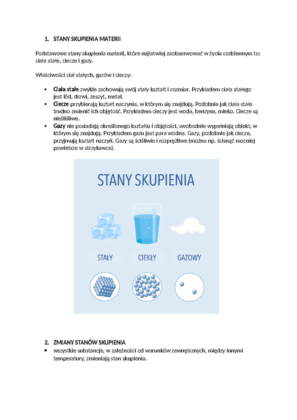 Stany Skupienia Materii - 1. STANY SKUPIENIA MATERII Podstawowe stany ...