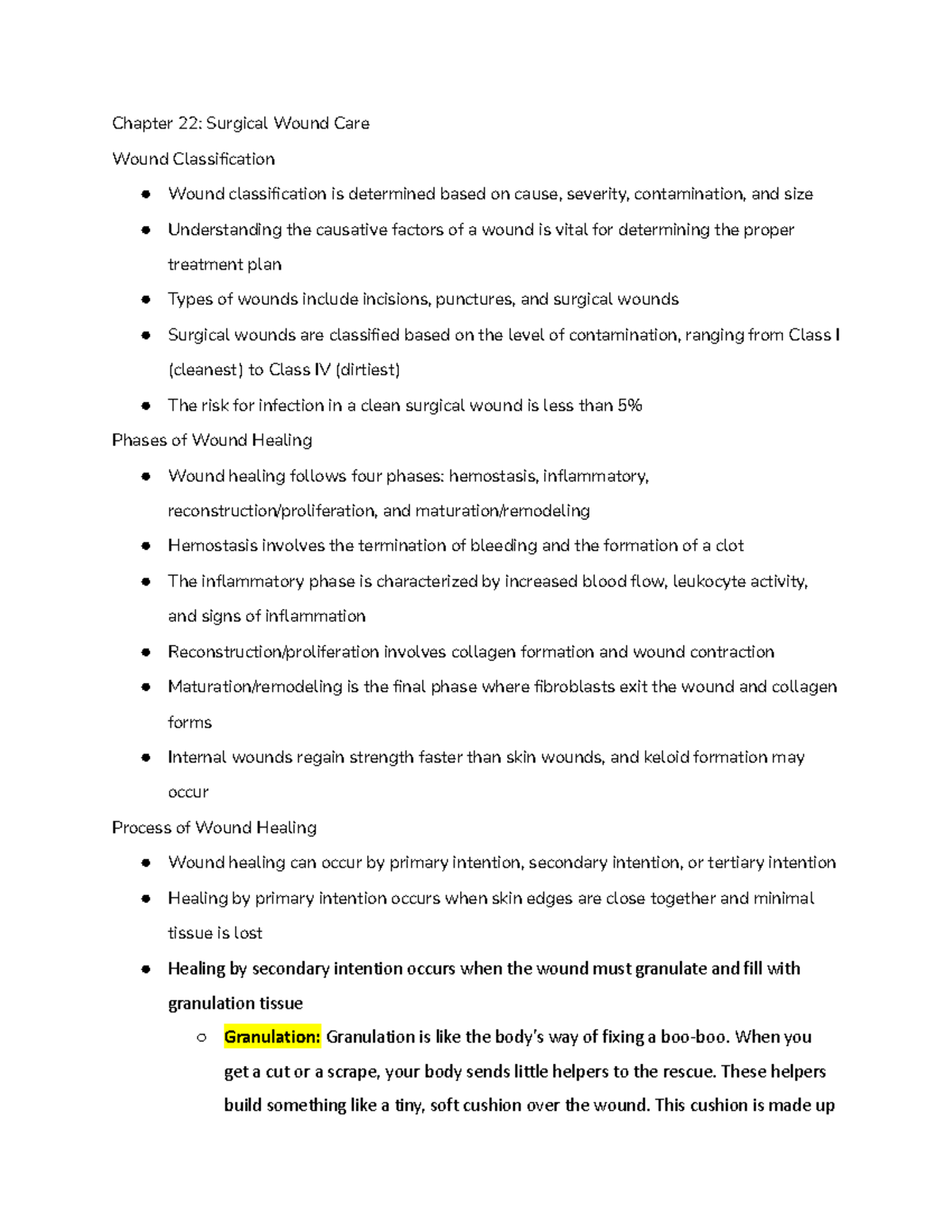 Chapter 22 outline - surgical wound care - Chapter 22: Surgical Wound ...