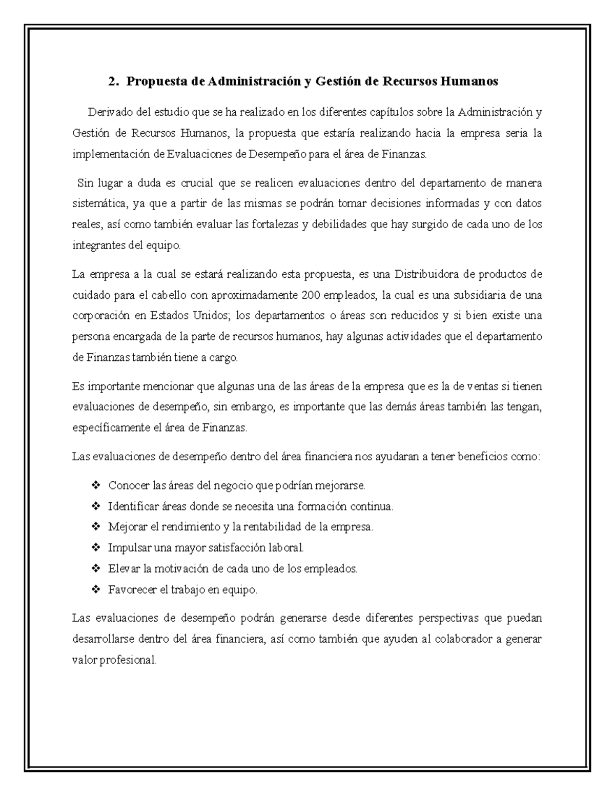 Avance de Proyecto RH - 2. Propuesta de Administración y Gestión de Recursos Humanos Derivado ...