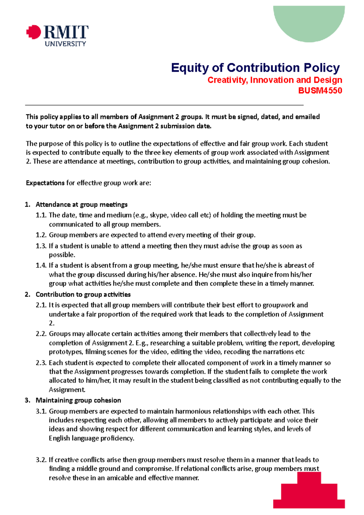 Equity of Contribution Policy-1 - Equity of Contribution Policy ...