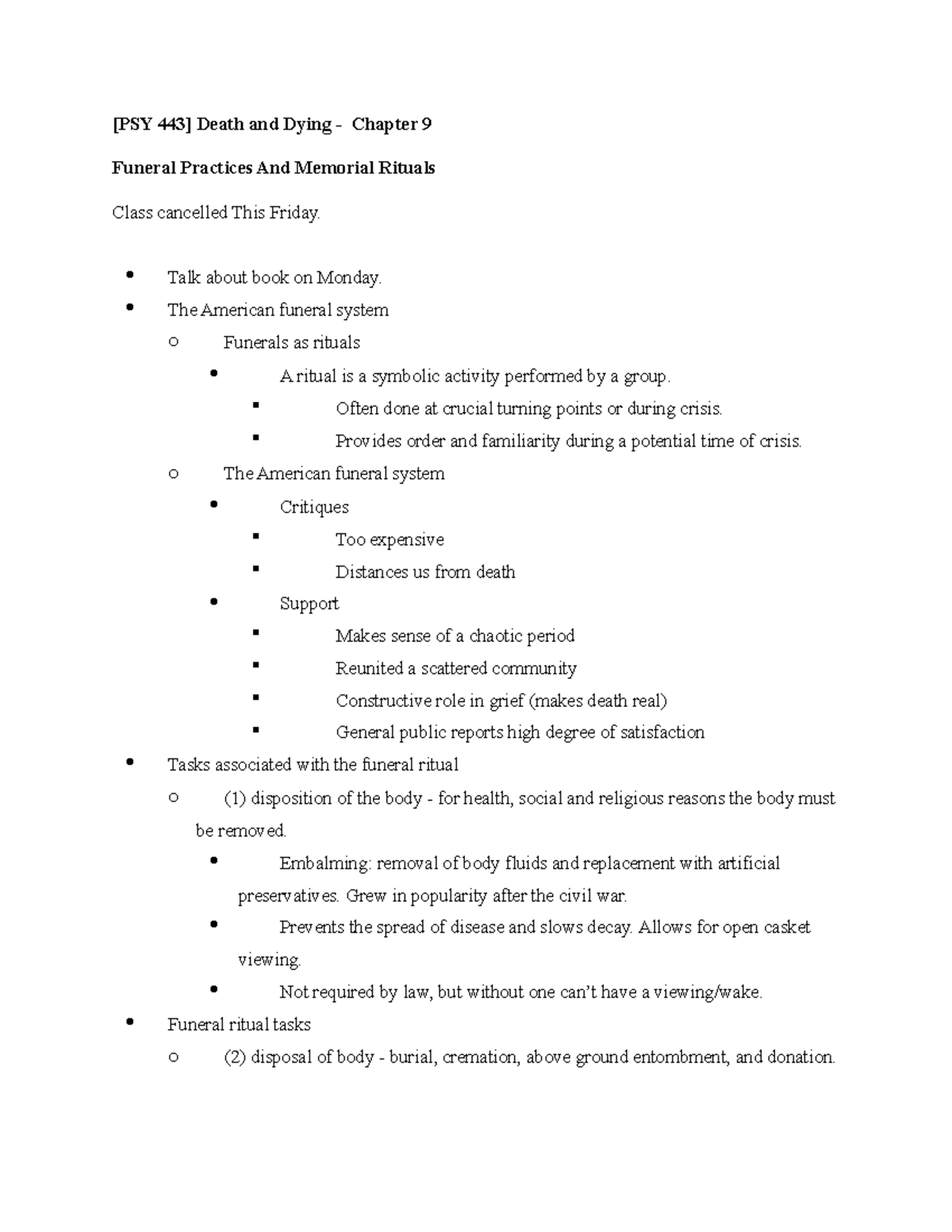 [PSY 443] Death and Dying - Chapter 9 - [PSY 443] Death and Dying ...