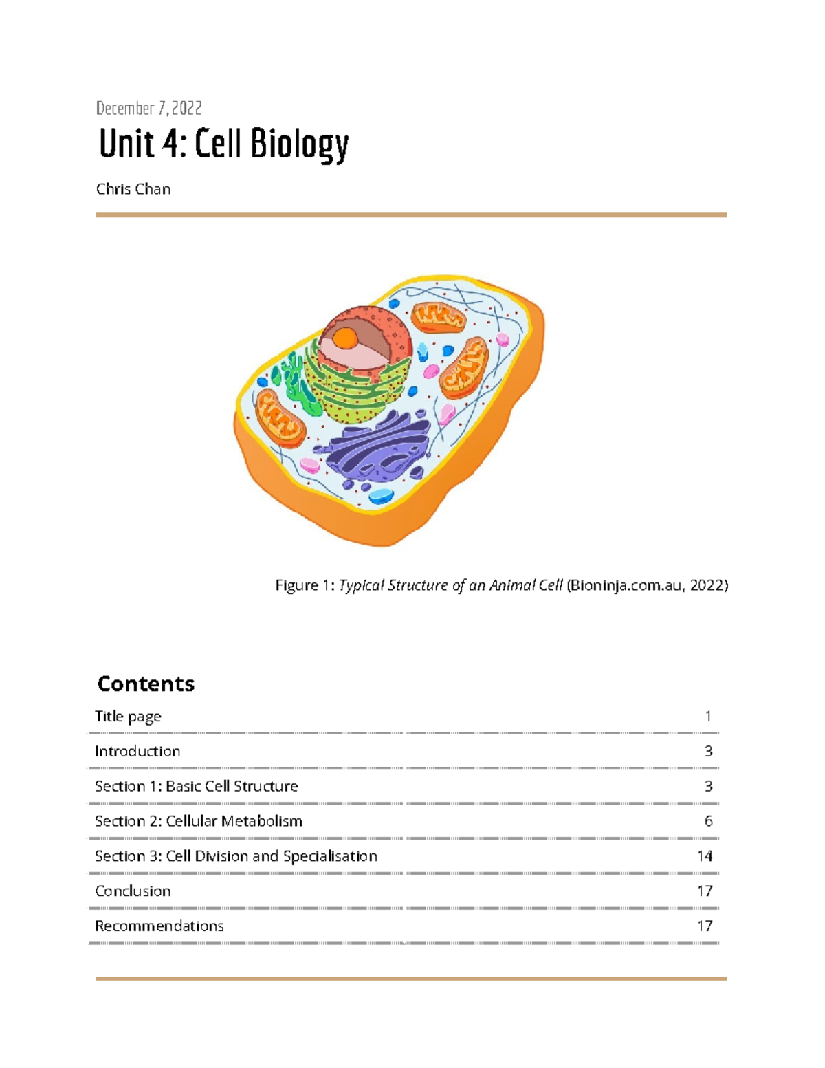 Chris Chan - Unit 4 - Report - December 7, 2022 Unit 4: Cell Biology ...