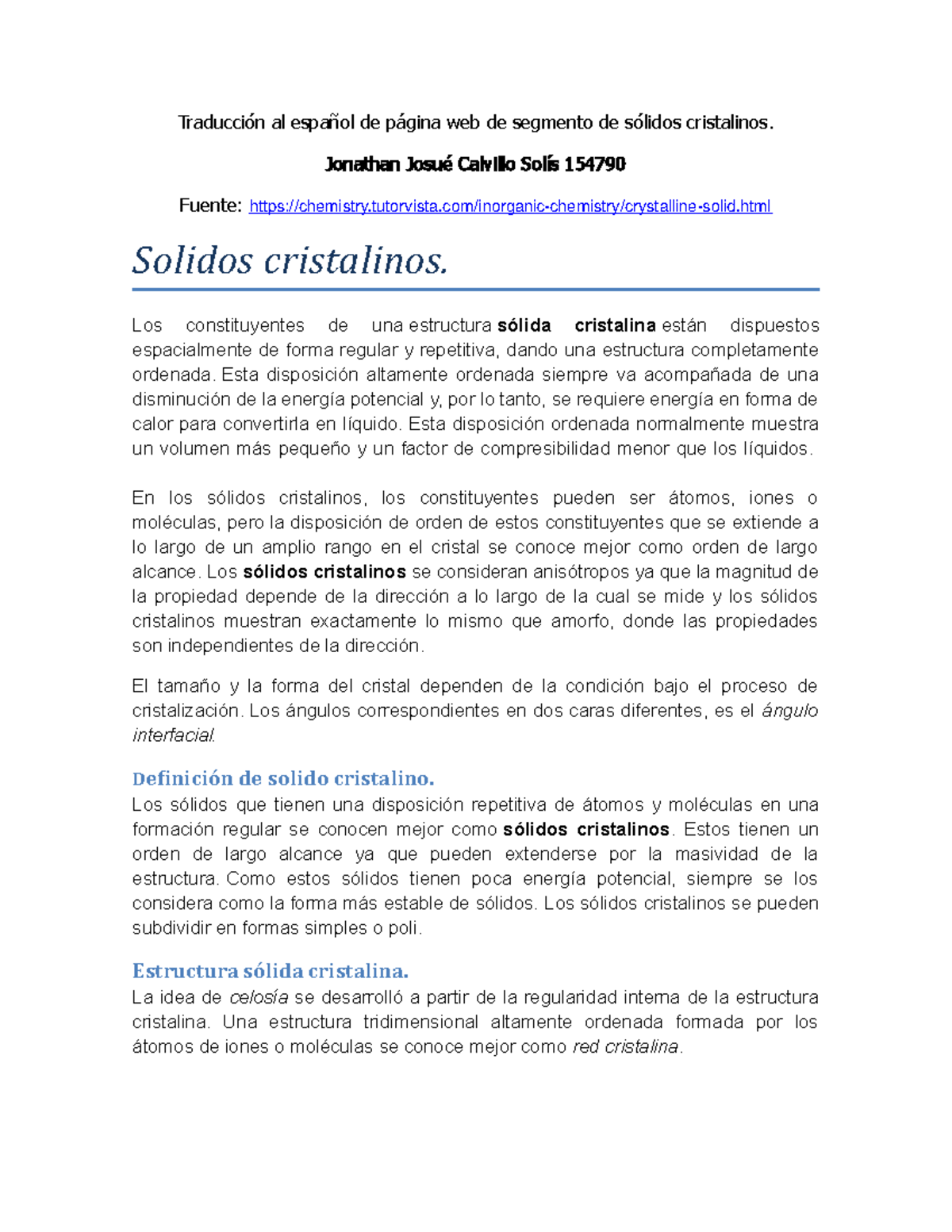 Traducción al español de página web de segmento de sólidos cristalinos ...