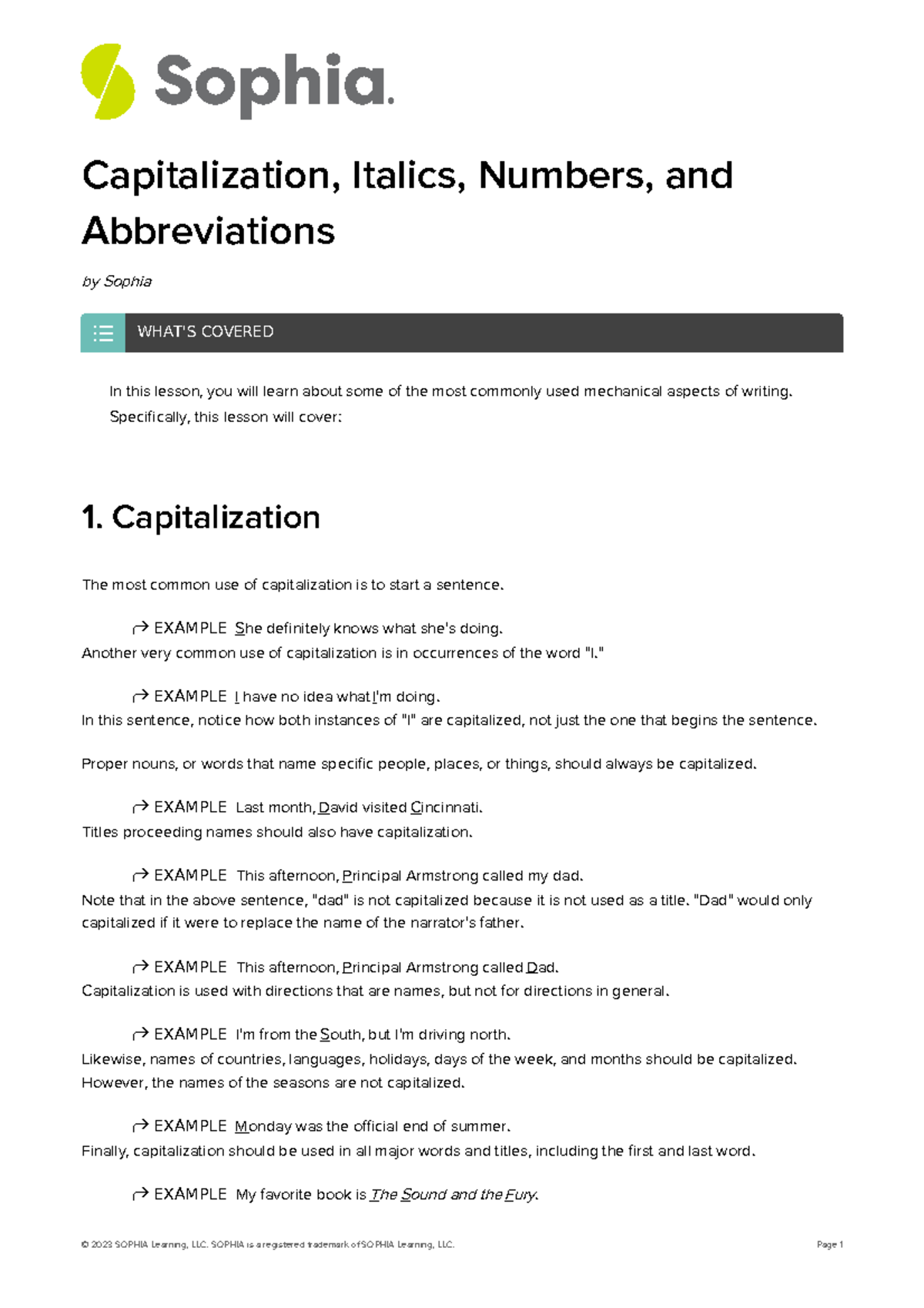 Capitalization italics numbers and abbreviations - Capitalization, Italics, Numbers, and - Studocu
