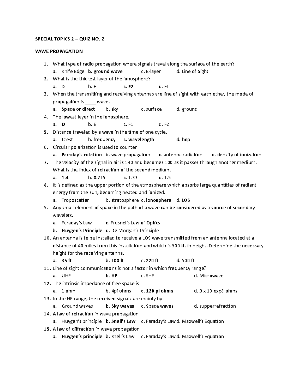 Special Topics 2 QUIZ NO. 2 - SPECIAL TOPICS 2 – QUIZ NO. 2 WAVE ...
