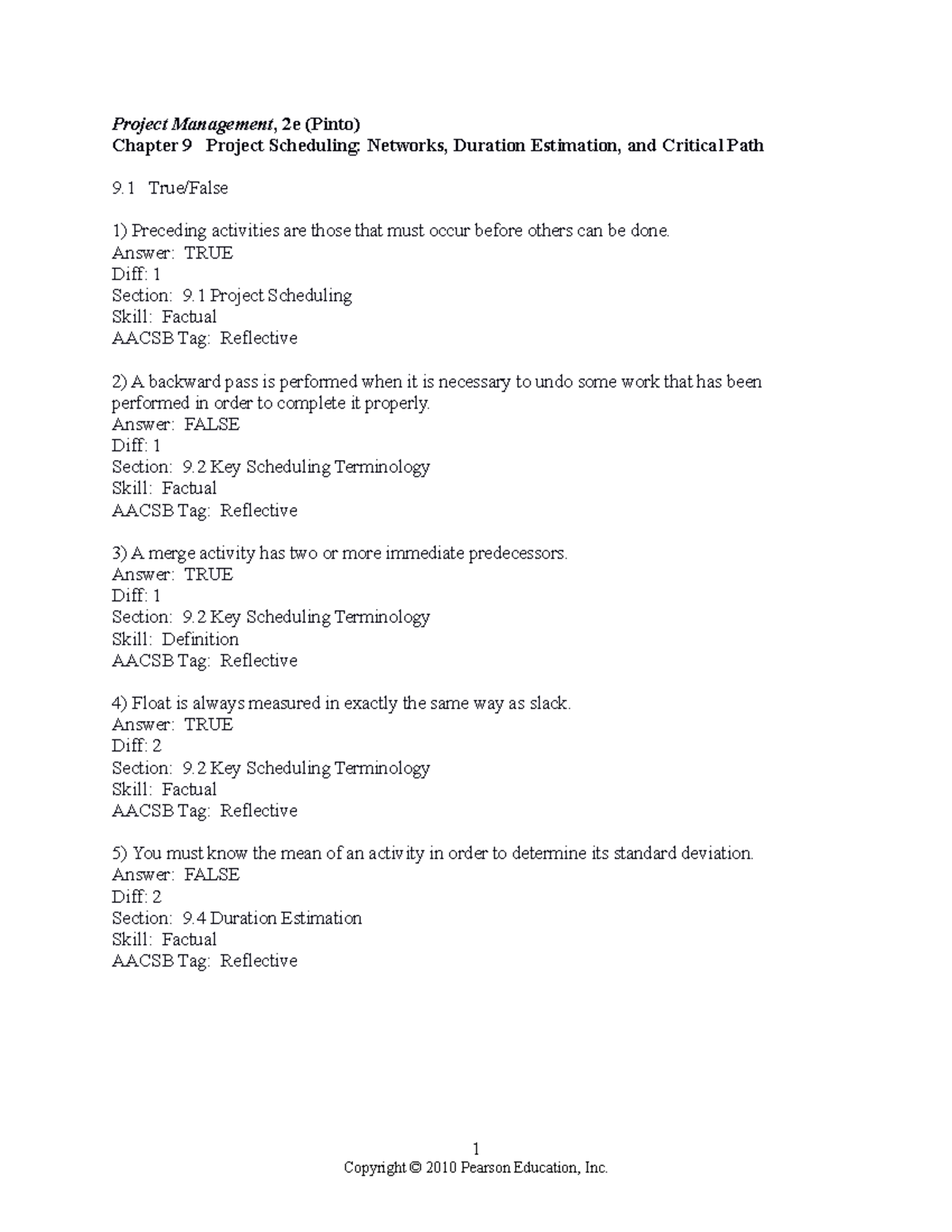 Chap 9: Project scheduling - Project Management, 2e (Pinto) Chapter 9 Project Scheduling ...