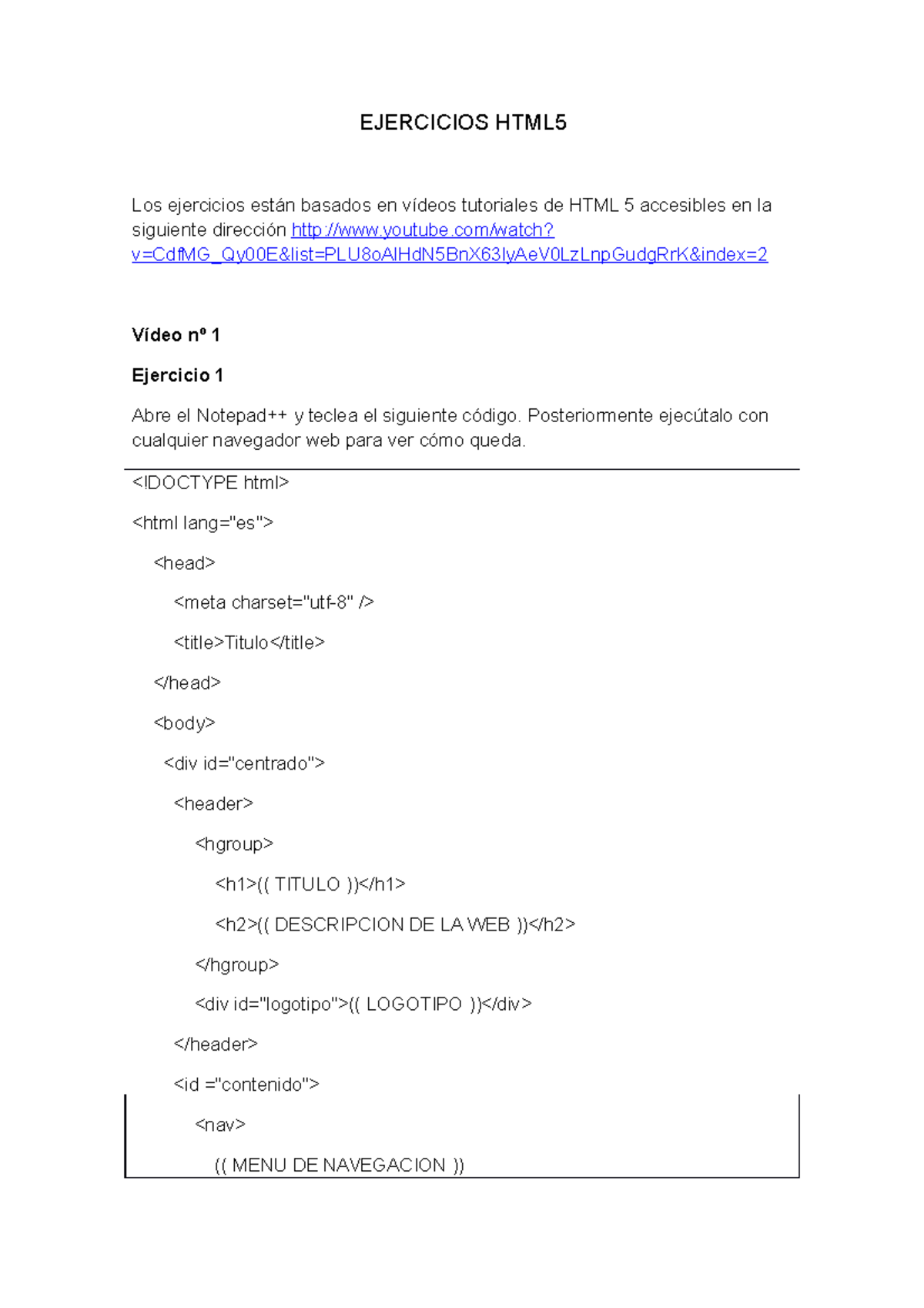 264093599-Ejercicios-HTML5 - EJERCICIOS HTML Los ejercicios están ...
