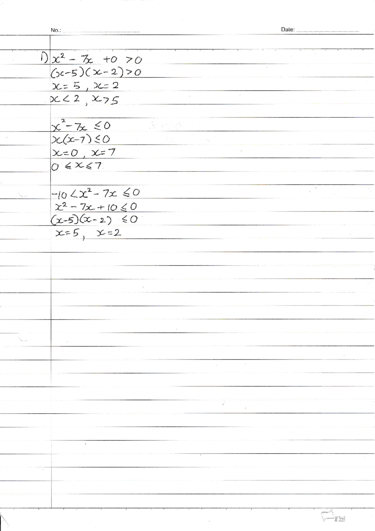 YPH F4 Add Math Midterm Exam Paper 1 (correction) - xL- Date: .. -S)C>c ...