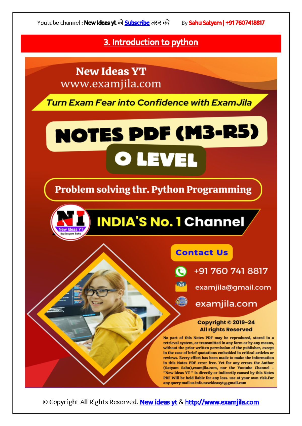 python programs - 3. Introduction to python 1. print your name print ...