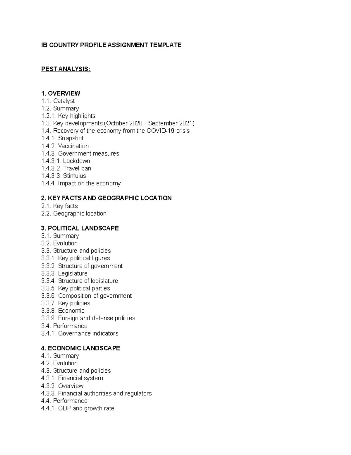 IB Country Profile Assignment Template - IB COUNTRY PROFILE ASSIGNMENT ...