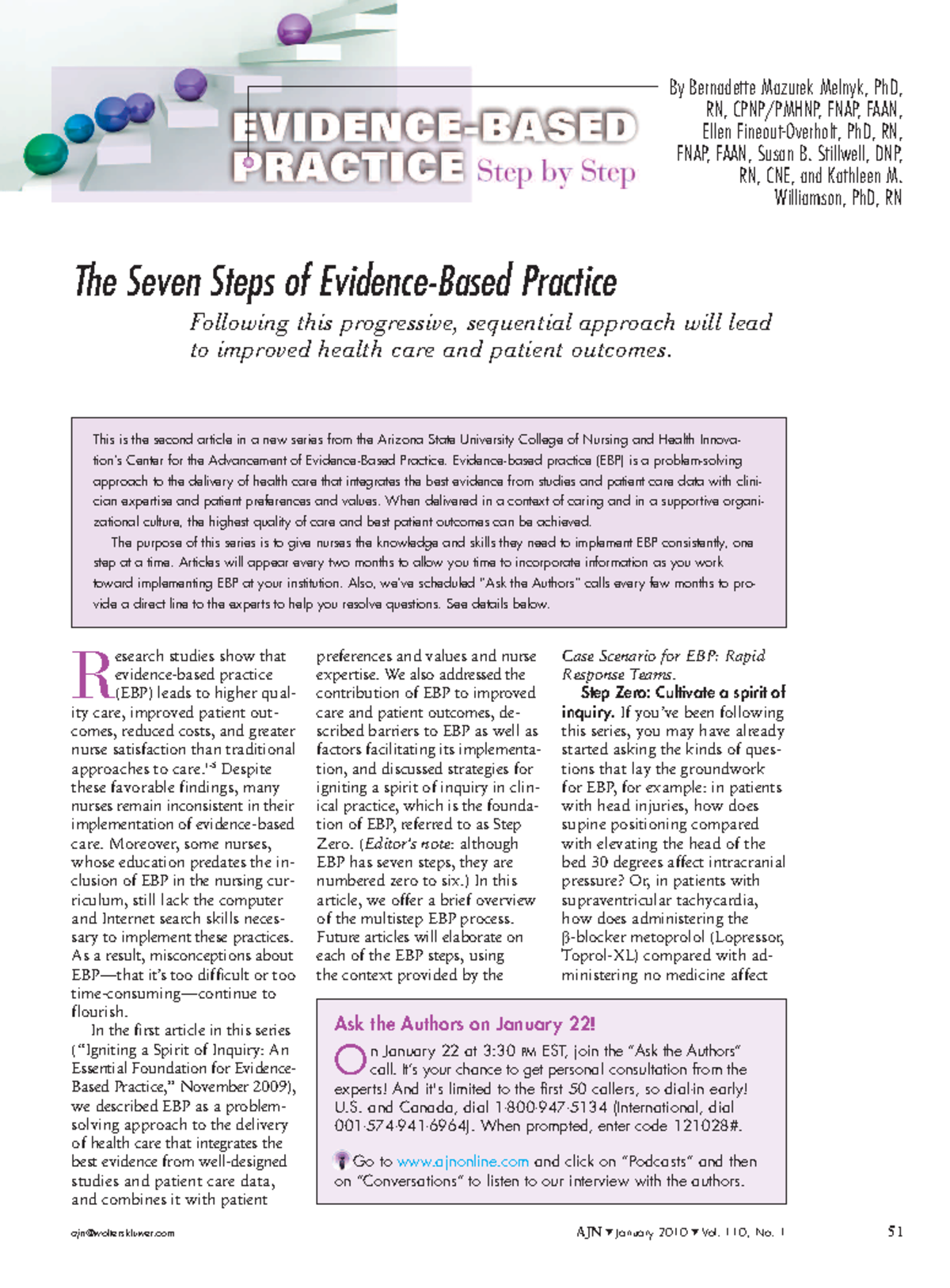 Seven steps to EBP - R esearch studies show that evidence-based ...