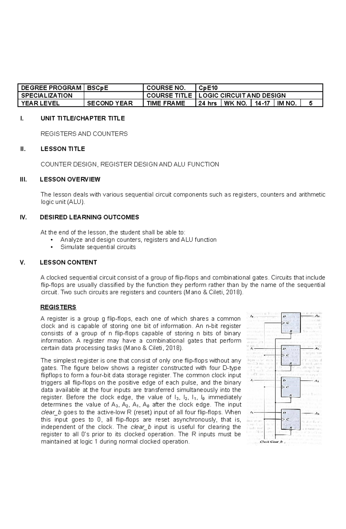 Module 5 LCD - LCD NOTES - DEGREE PROGRAM BSCpE COURSE NO. CpE ...
