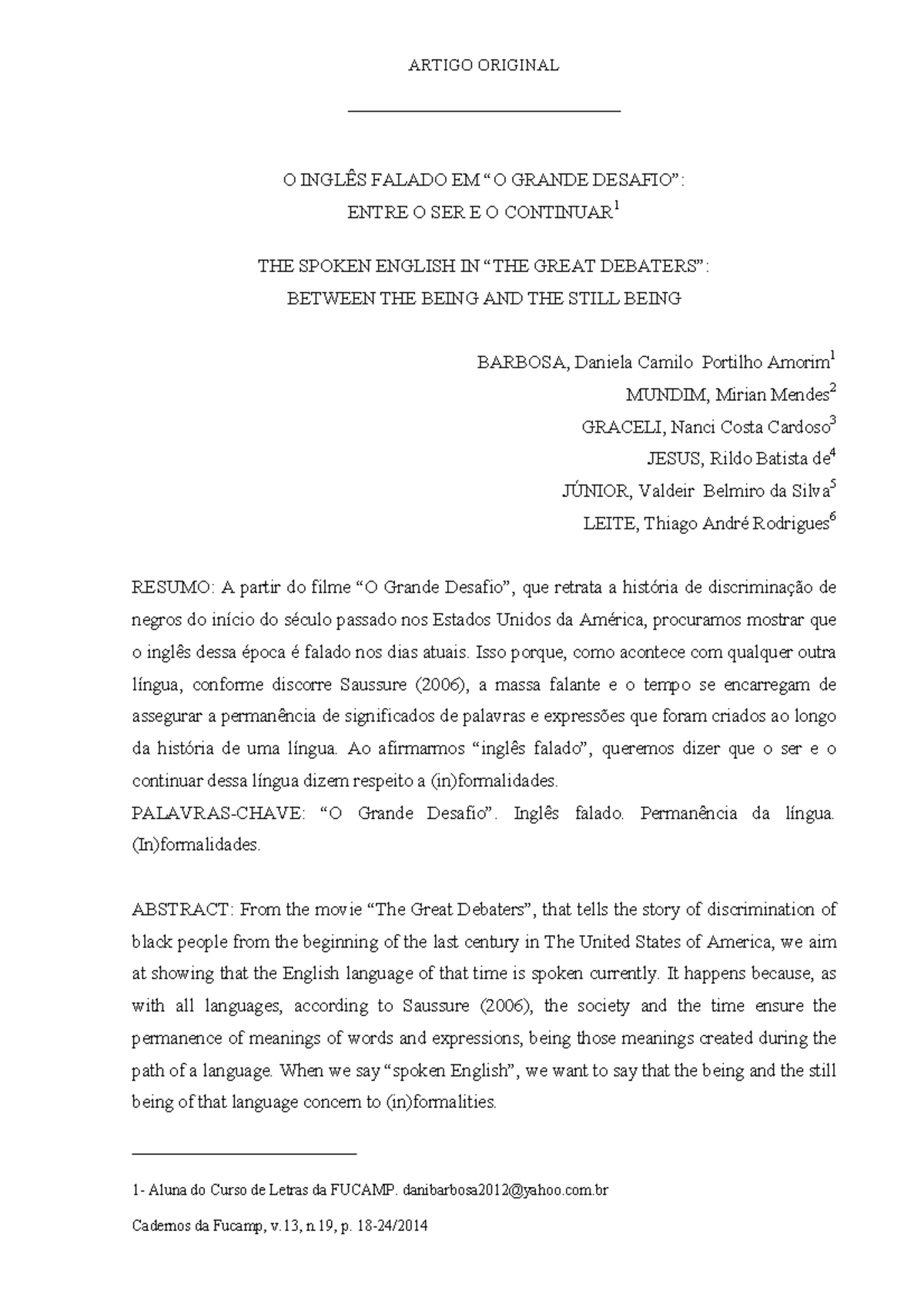411-Texto do Artigo-1515-1-10-2014 0820 - ARTIGO ORIGINAL O INGLÊS FALADO EM “O GRANDE DESAFIO ...