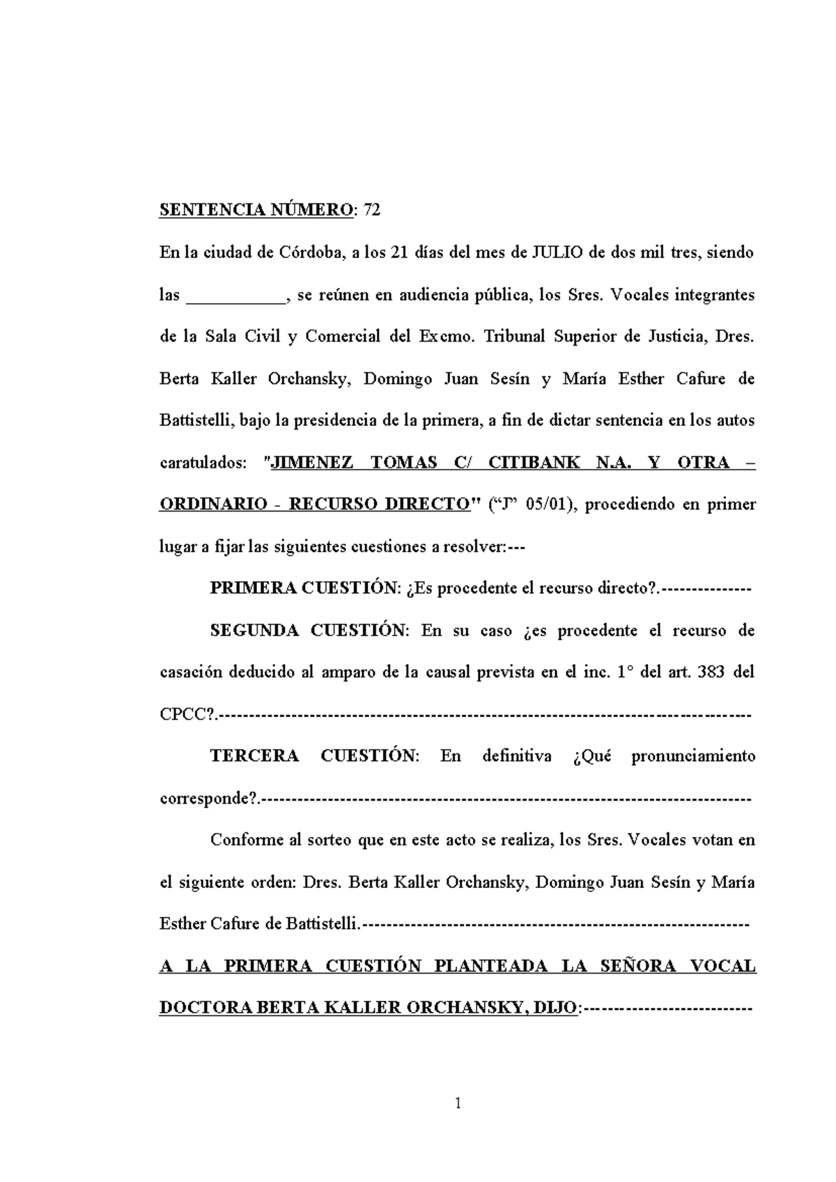 TP4 - Documento extra TSJ in re Jimenez Tomas C. Citibank N.A. Y OTRA ...