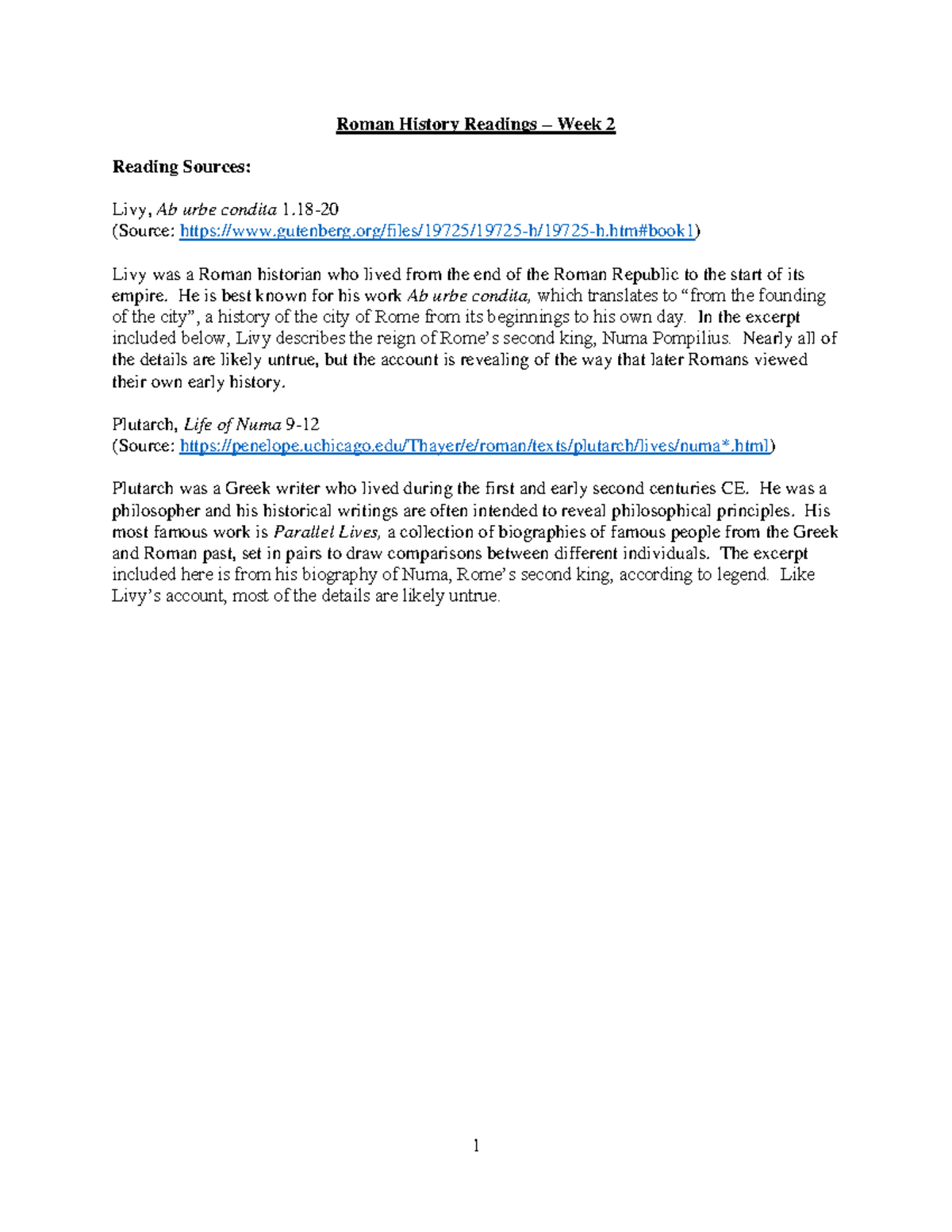 Roman+History+Readings+-+Week+2 - Roman History Readings – Week 2 ...