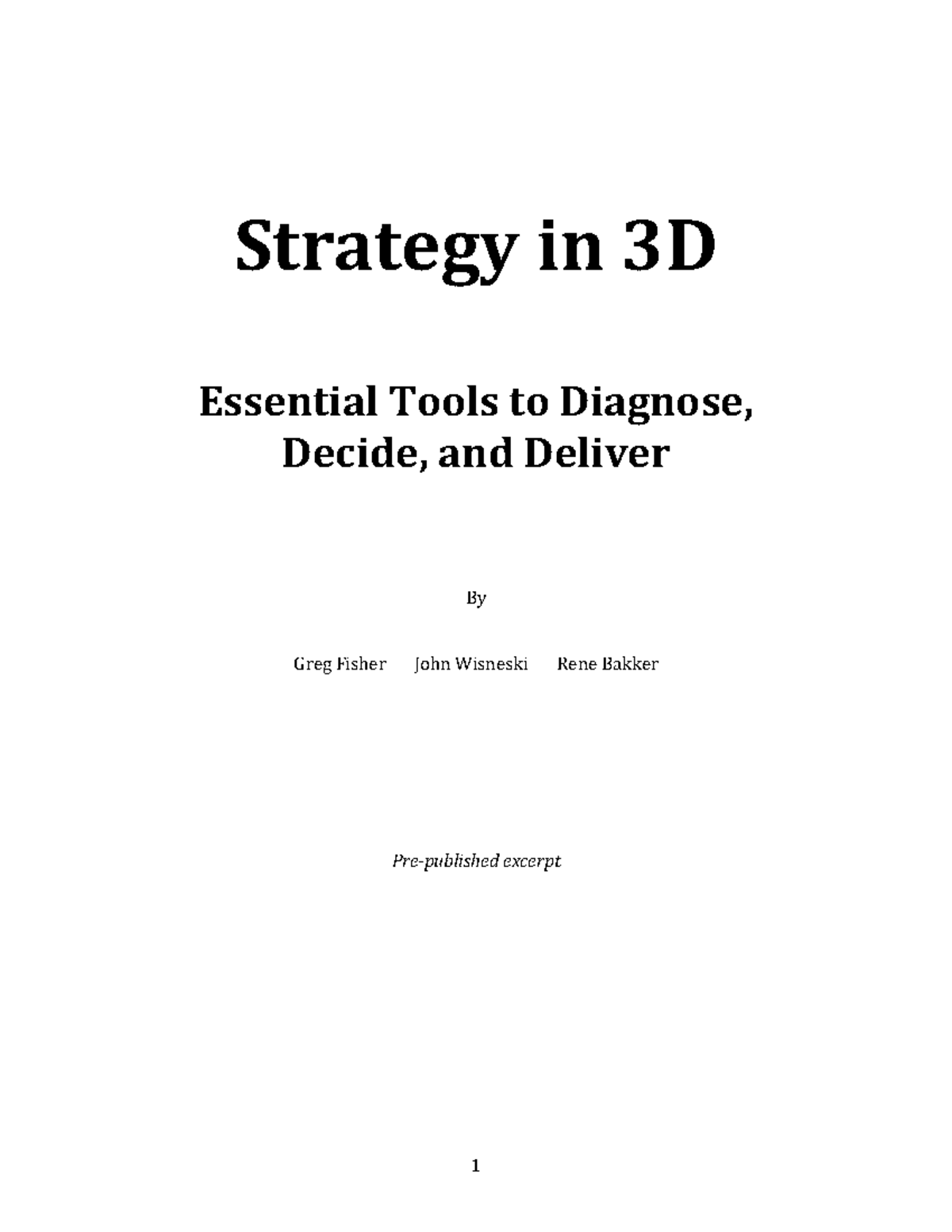 Strategy in 3D Essential Tools to Diagnose Decide and Deliver - Studocu