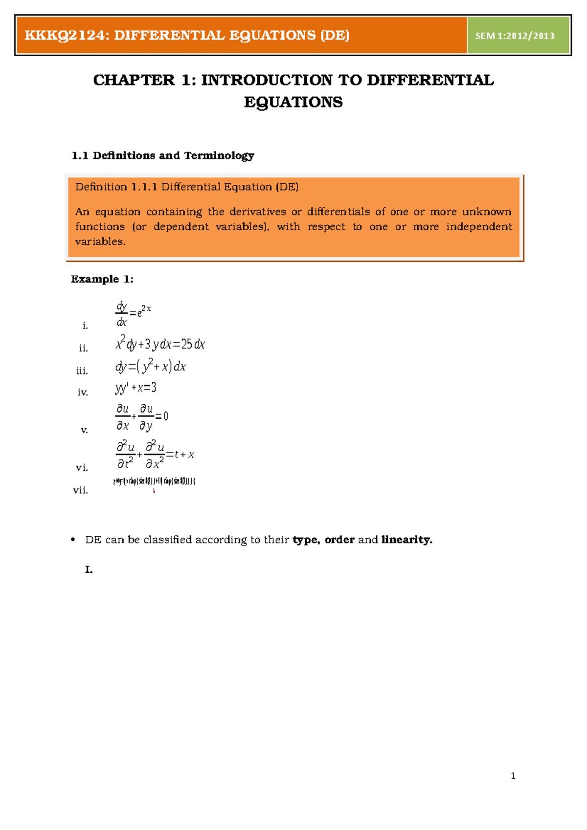 Extra Notes Chapter 1 - mathemathic compulsory for all - DIFFERENTIAL ...