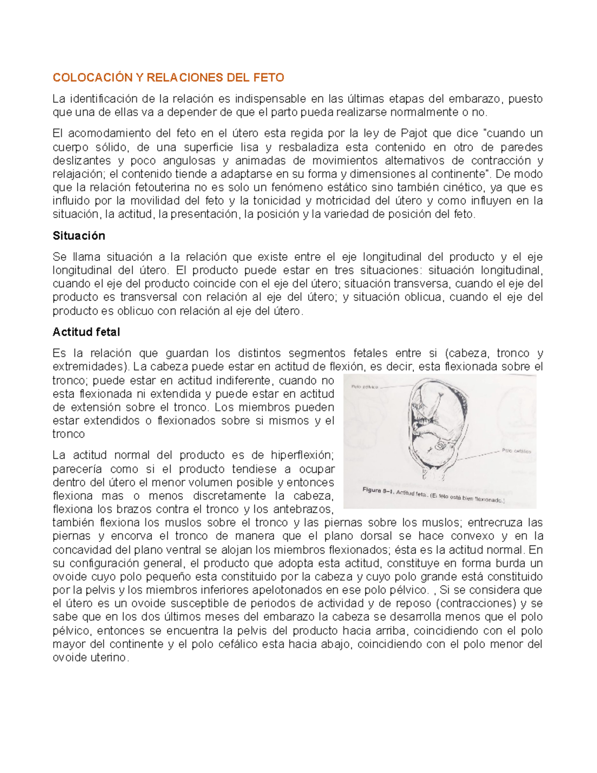 Colocación Y Relaciones DEL FET1 - COLOCACIÓN Y RELACIONES DEL FETO La ...