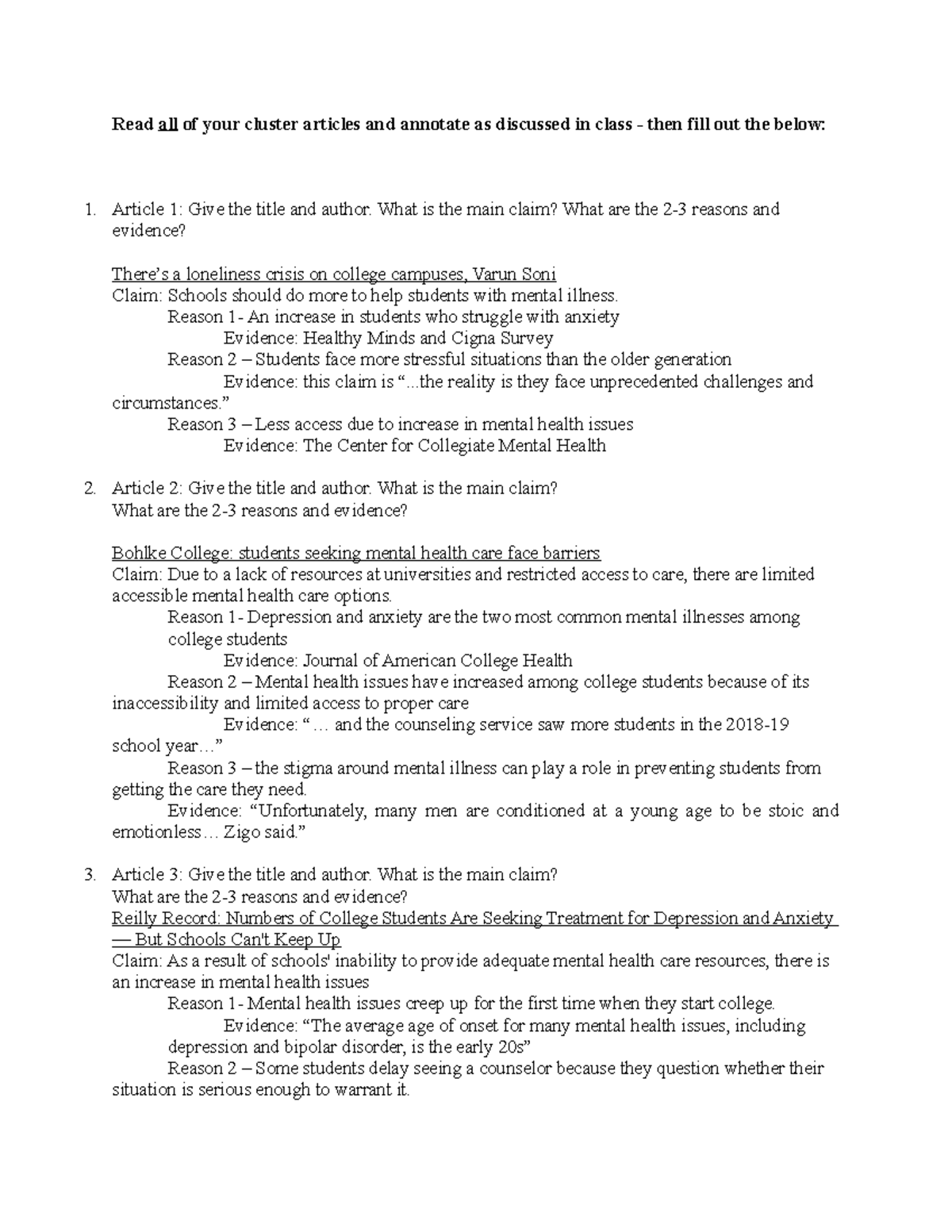 Synthesis - Claims and Annotations-1 - Read all of your cluster ...