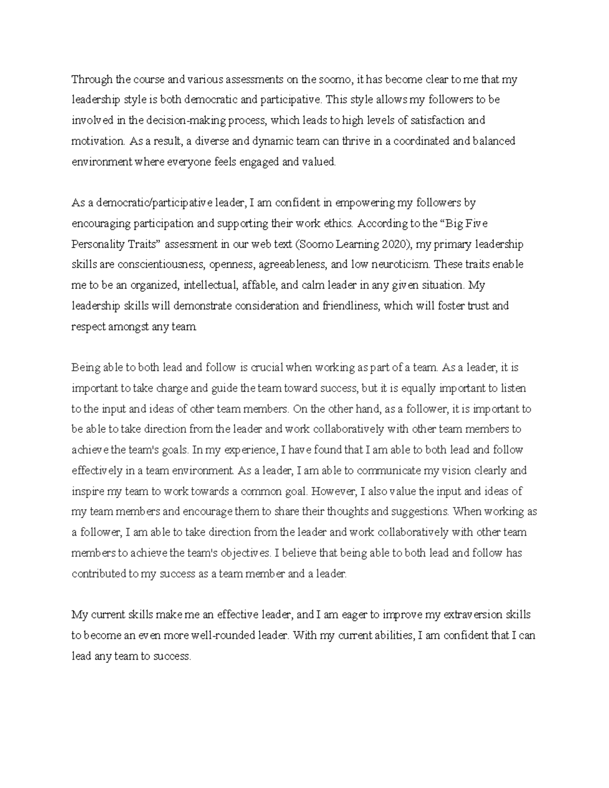 BUS 210 Final assignment - Through the course and various assessments ...