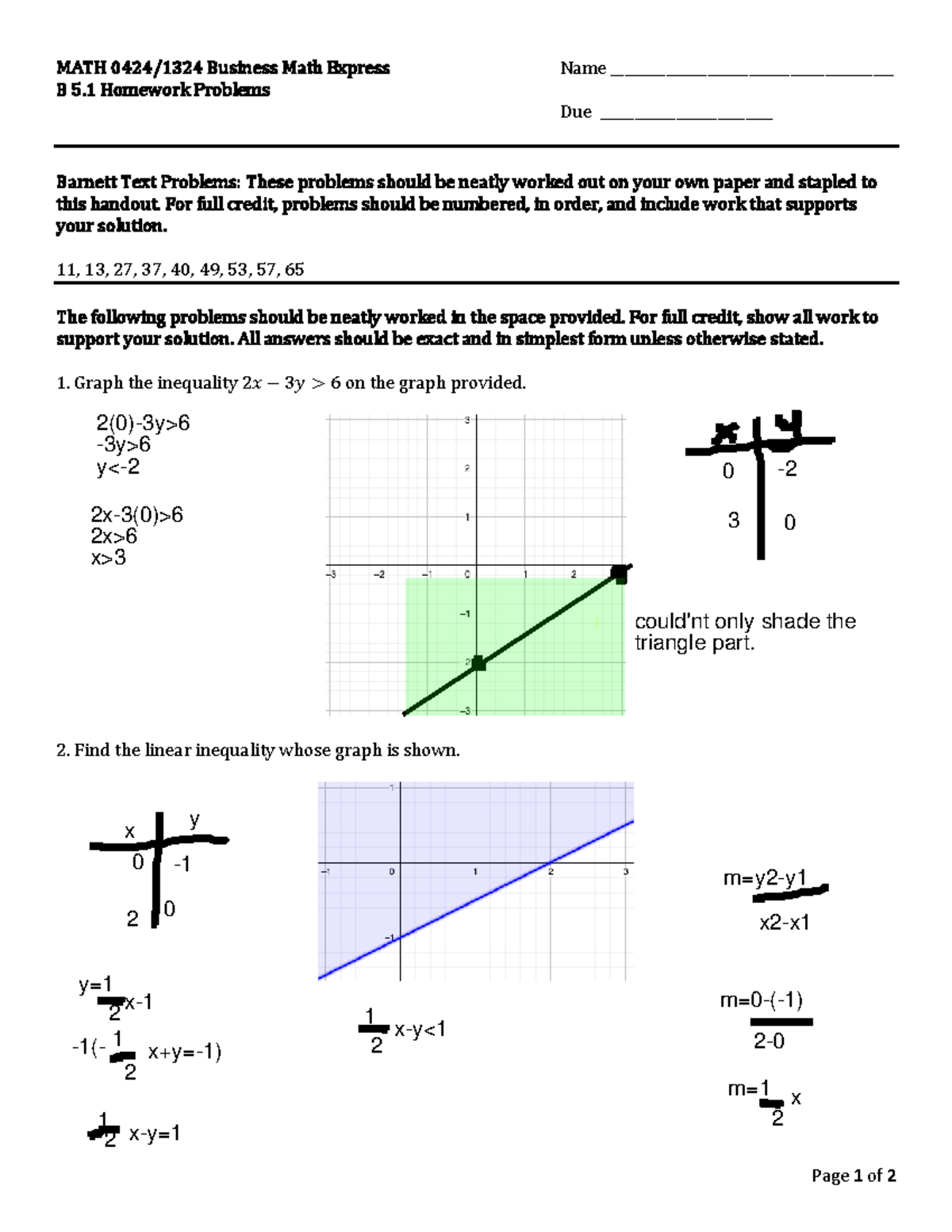 1 HW B 5.1 - Home work - MATH 0 424 /1 324 Business Math Express Name ...