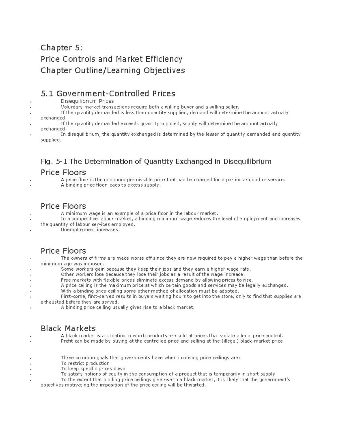 Chapter 5 - Summary Microeconomics - Chapter 5: Price Controls and ...