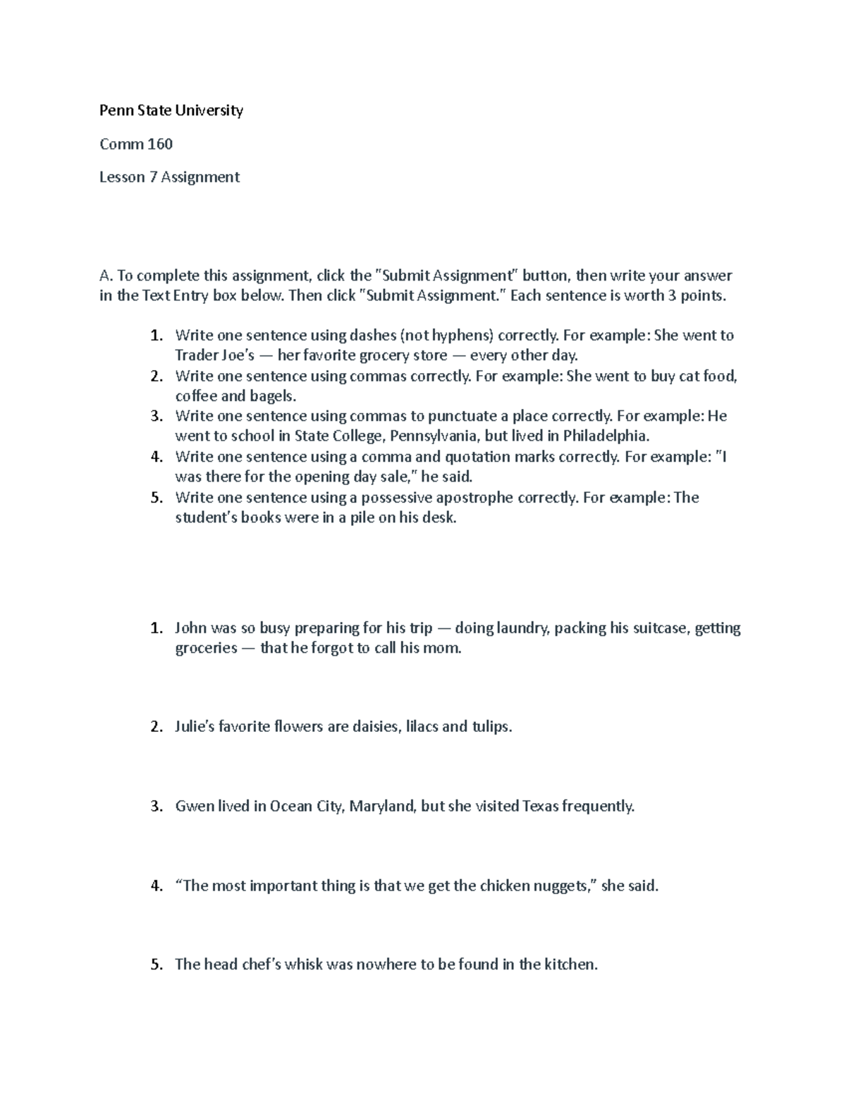 Comm 160 Lesson 7 assignment - Penn State University Comm 160 Lesson 7 ...