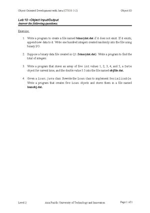 Tutorial Lab-4 - Object Oriented Development with Java (CT038-3-2) UML ...