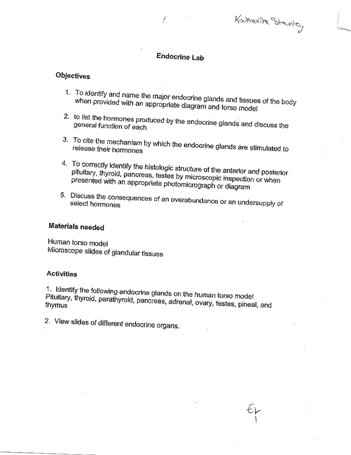 Endocrine Lab finished - BI100 - Studocu