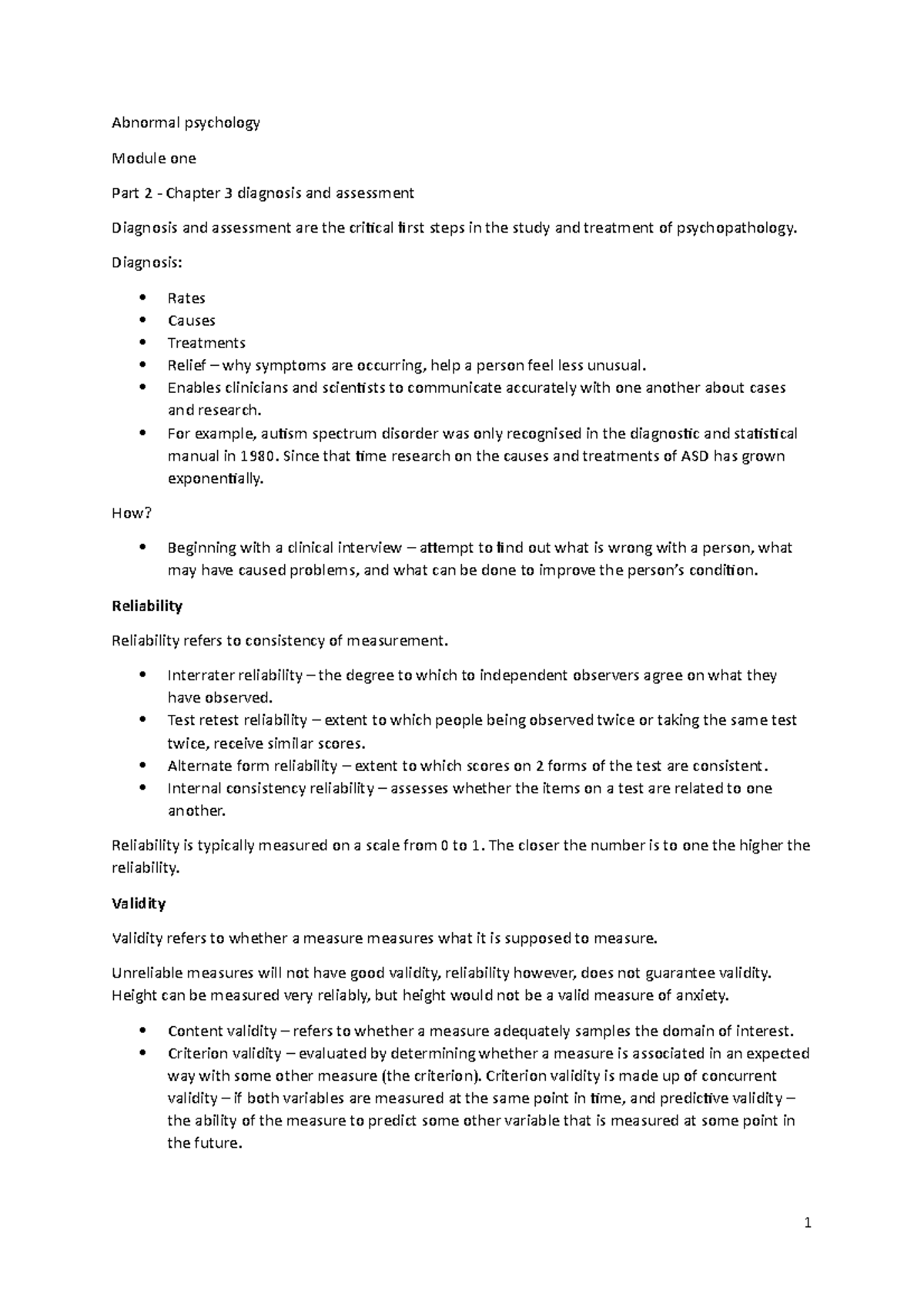Module 1 notes Abnormal Psychology - Abnormal psychology Module one ...