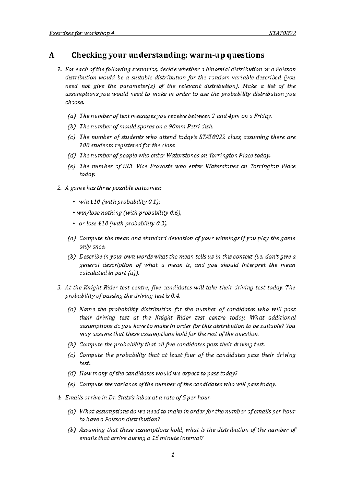 Ws4 questions stat - A Checking your understanding: warm-up questions For each of the following ...
