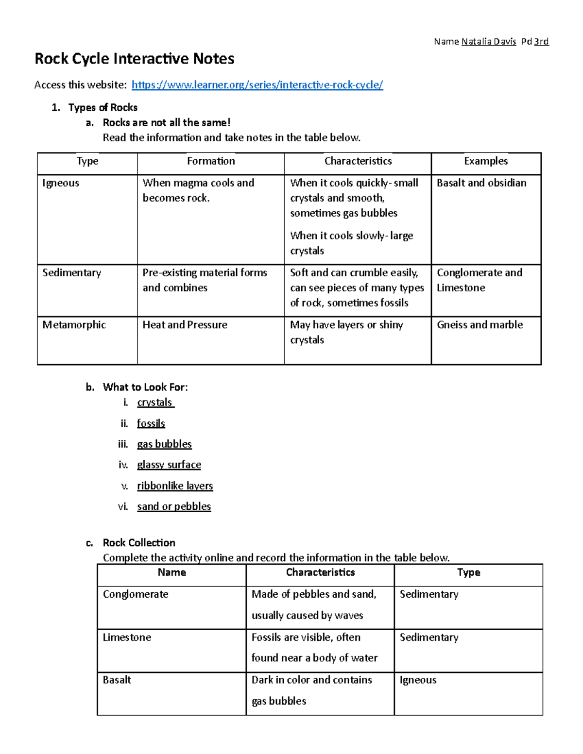Rock Cycle Interactive Notes (1) - Rock Cycle Interactive Notes Access ...