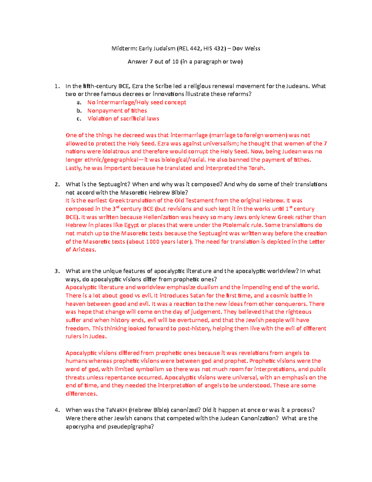 Midterm Early Judaism - What two or three famous decrees or innovations ...