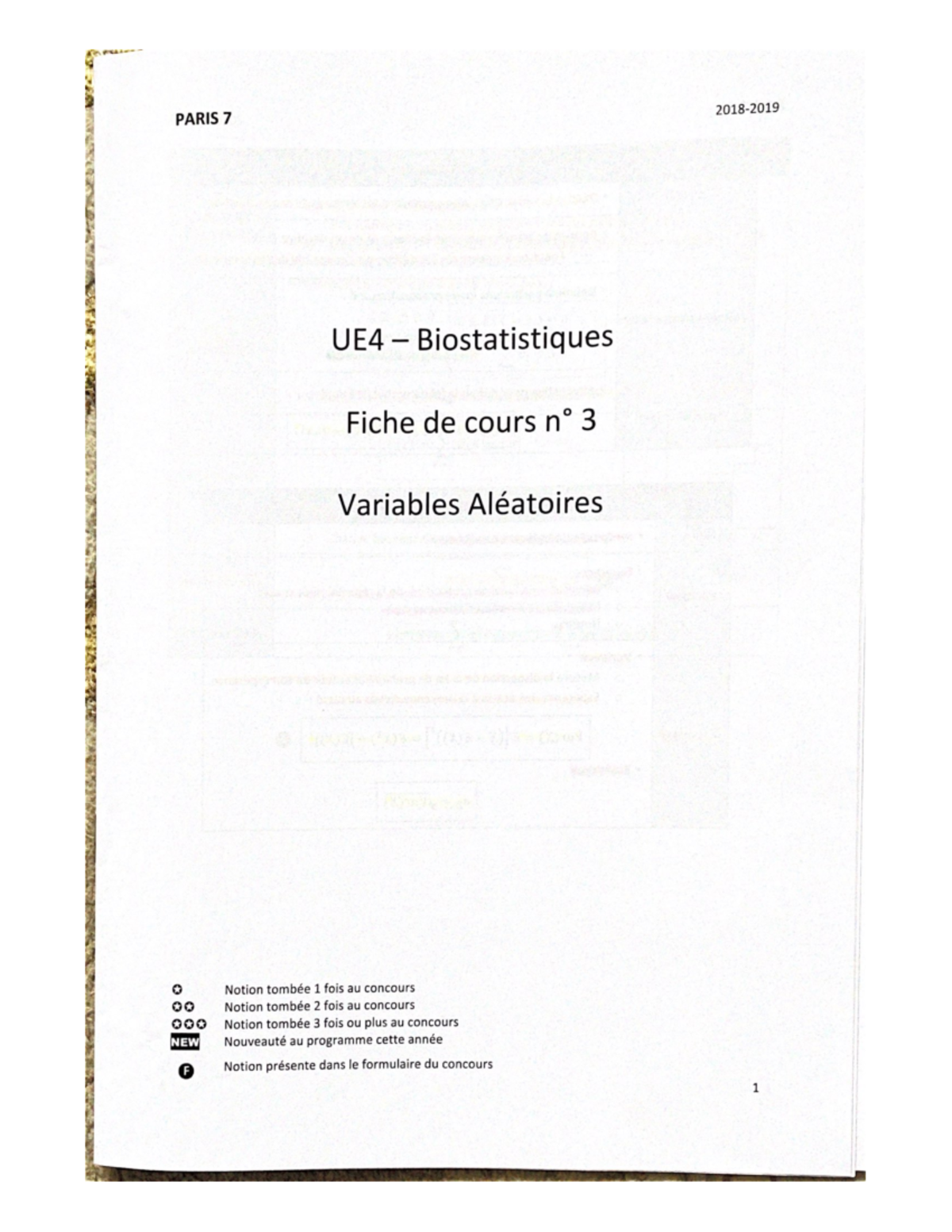 ue 4 - Biostatistique FC3 : Variables Aléatoires - Paces - ue 4 - Studocu