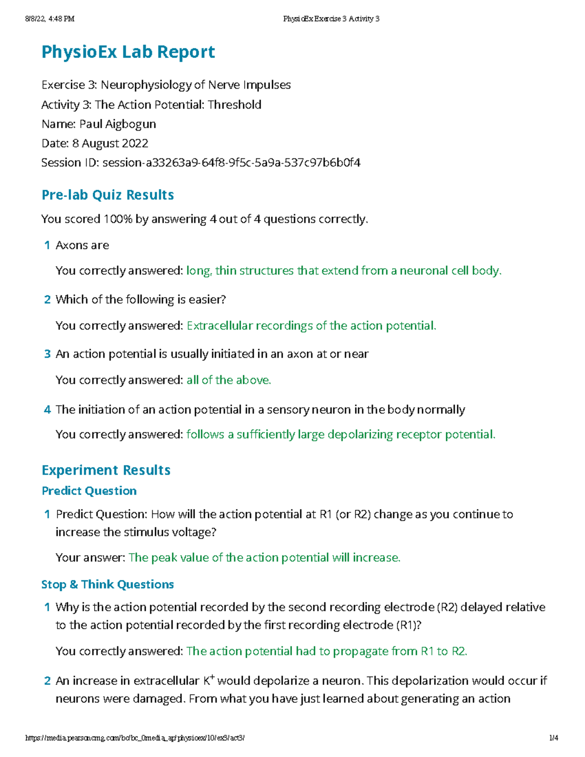 Physio Ex Exercise 3 Activity 3 - PhysioEx Lab Report Exercise 3 ...