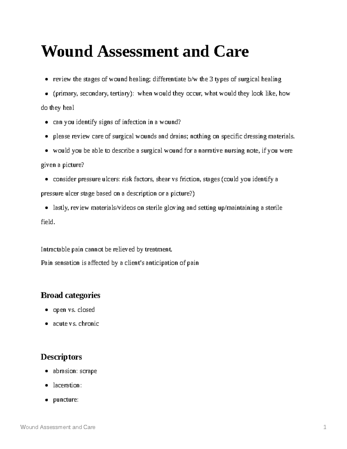 Wound Assessment and Care - Wound Assessment and Care review the stages ...