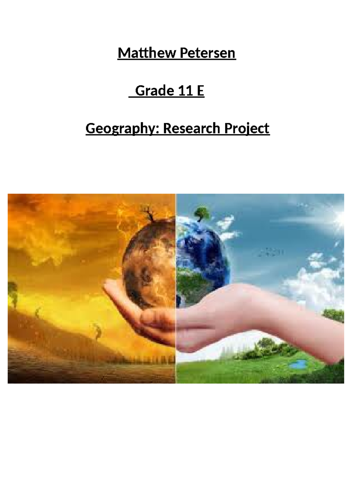 Document - Hhu - Matthew Petersen Grade 11 E Geography: Research ...