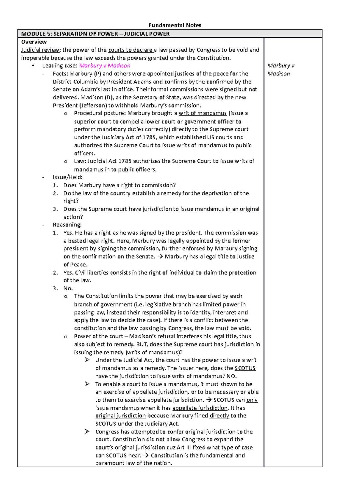 Fundamental Notes - Fundamental Notes MODULE 5: SEPARATION OF POWER ...