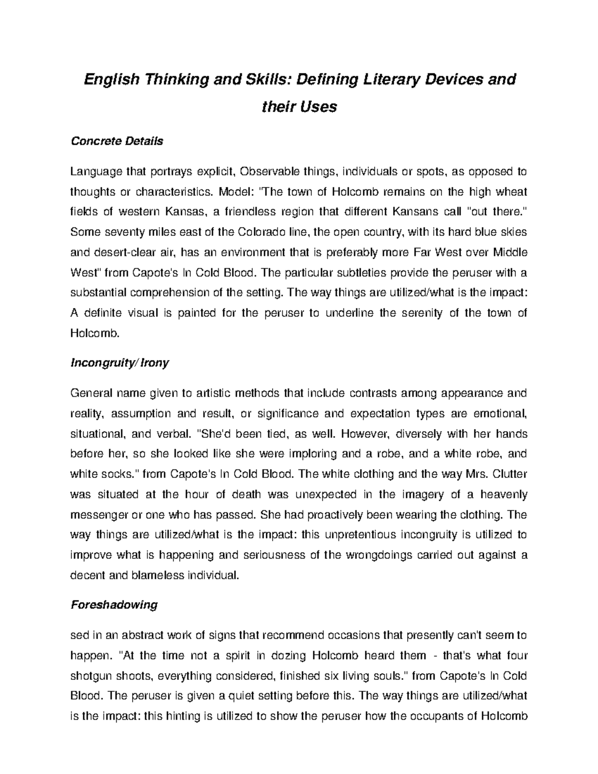 English Thinking and Skills: Defining Literary Devices and their Uses ...