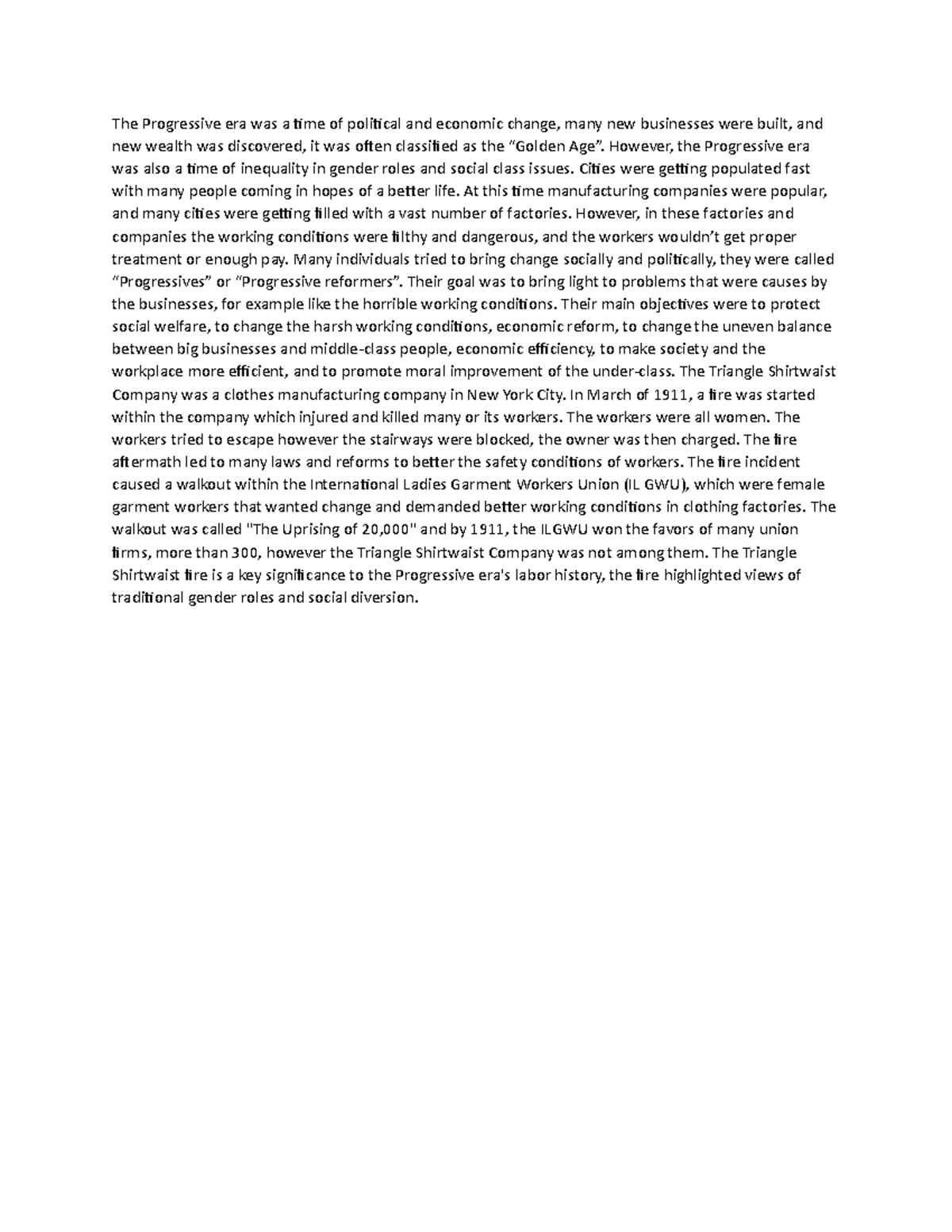 The Progressive era was a time of political and economic change ...