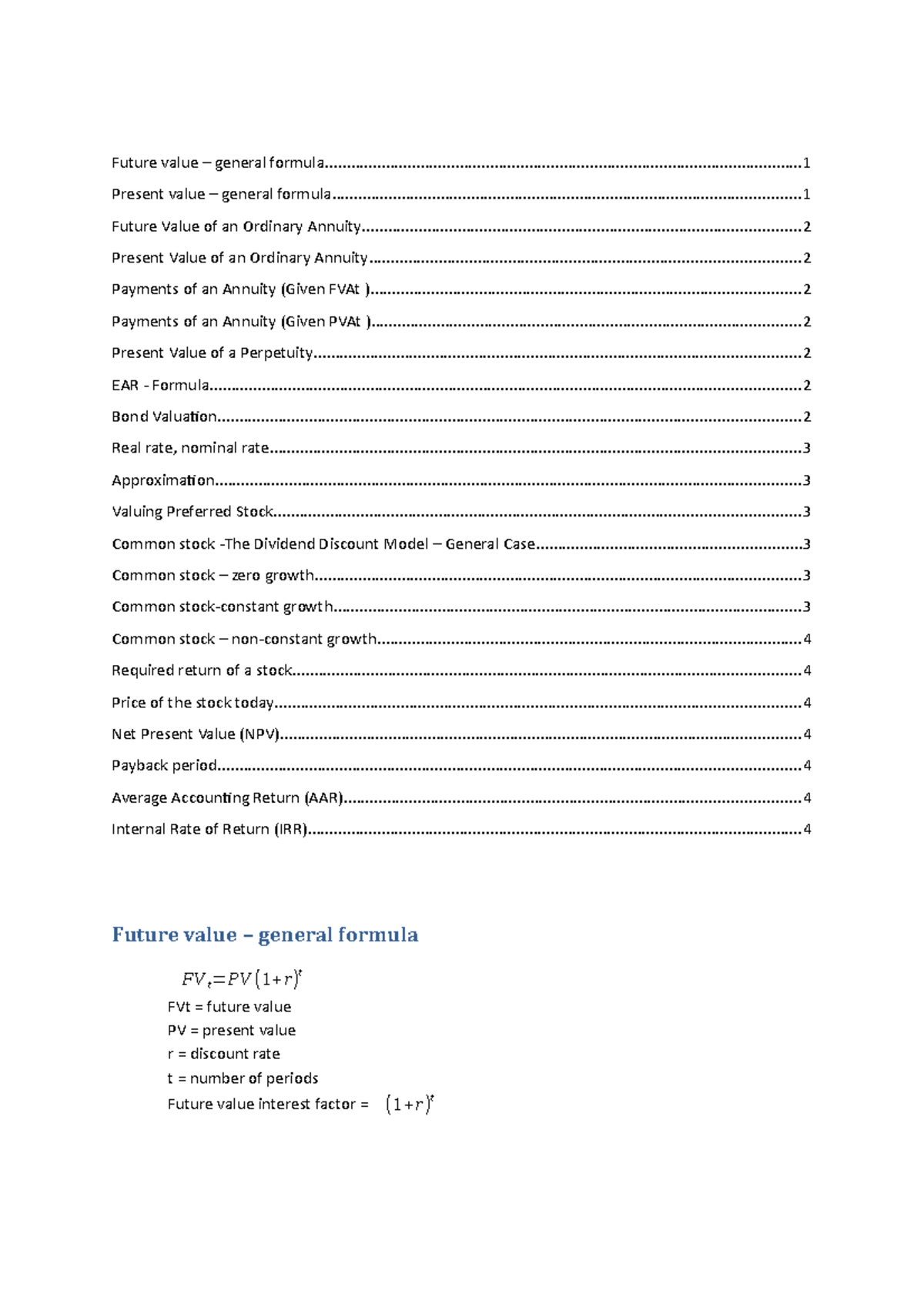 Công thức FM - Công thức FM - Future value – general formula FVt=PV( 1 ...