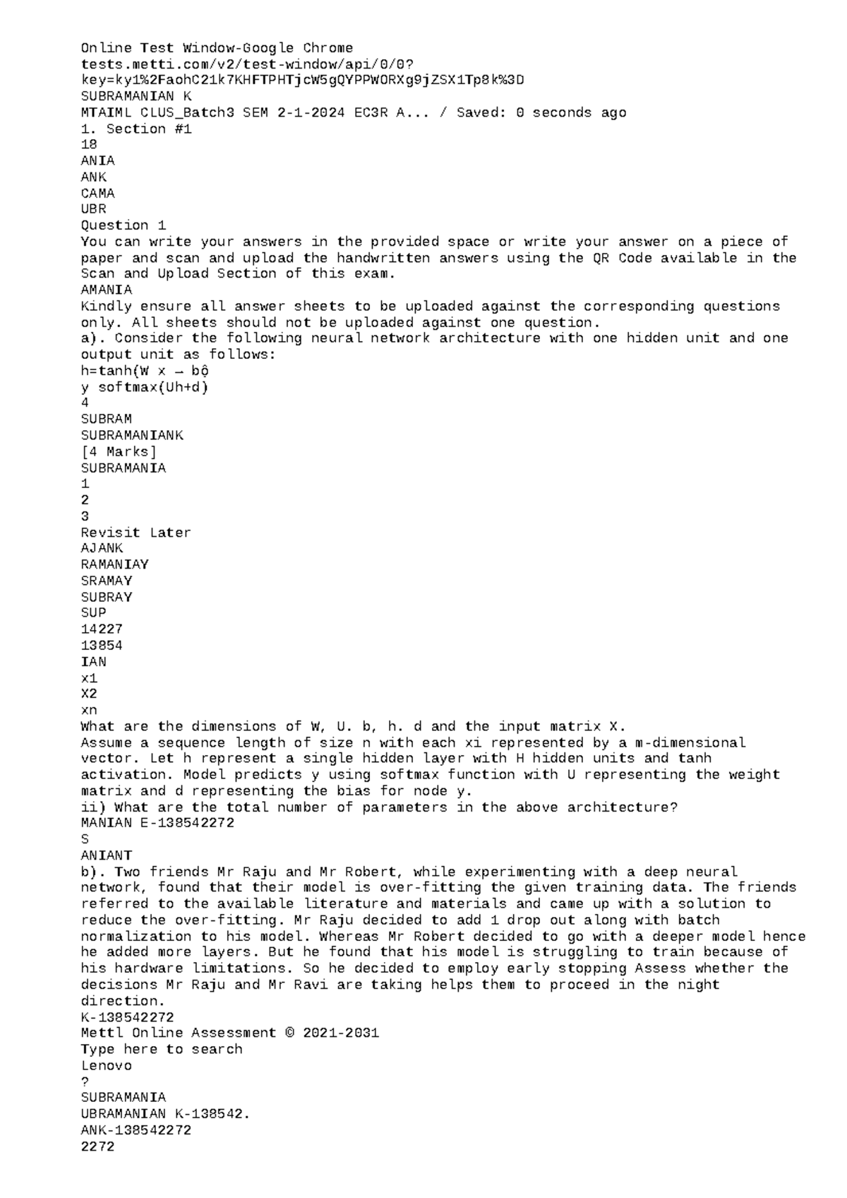 Q1 - bddh - Online Test Window-Google Chrome tests.metti/v2/test-window ...