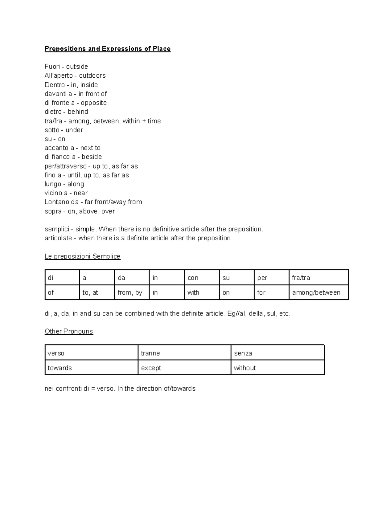 Prepositions and Expressions of Place - When there is no definitive ...