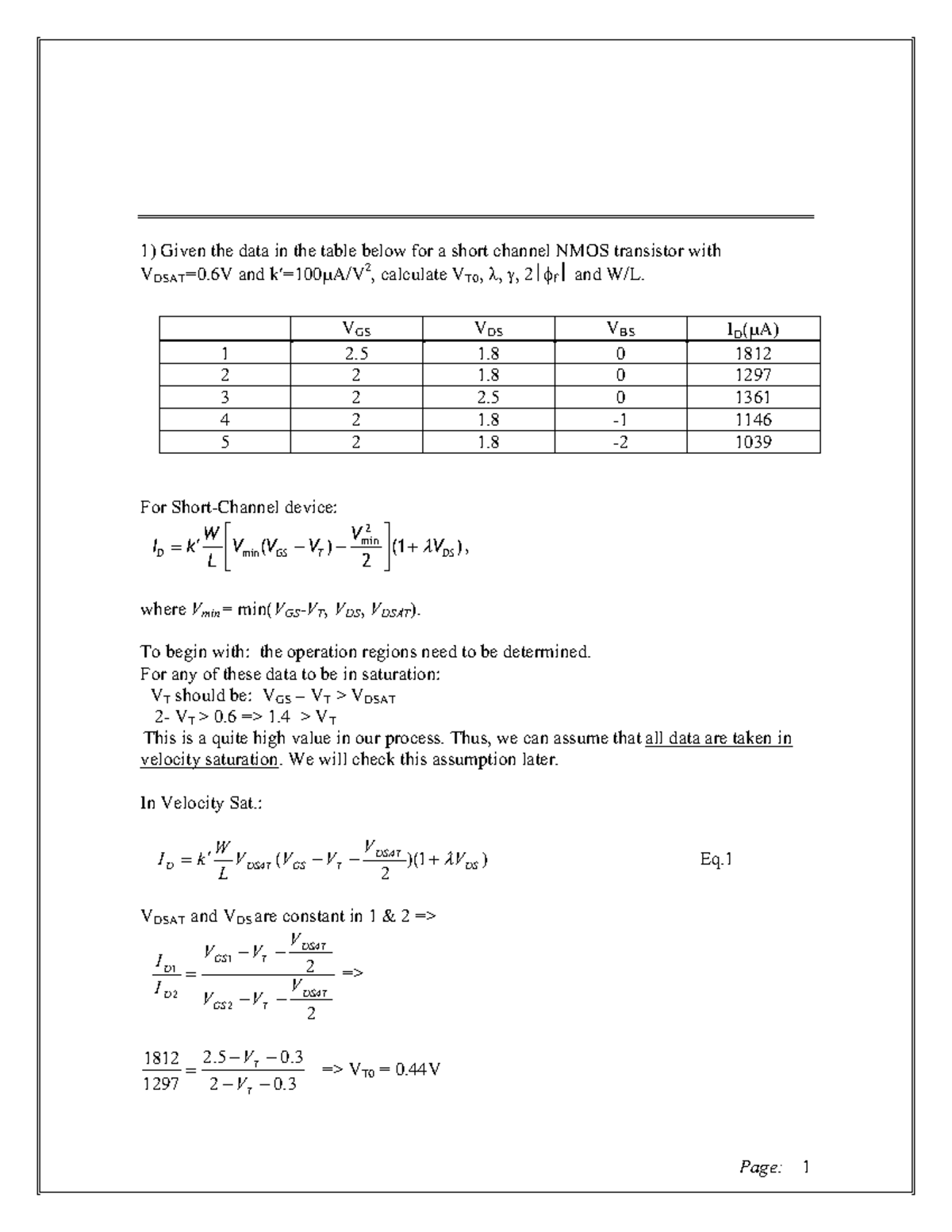 295903526 Sheet 3 Solution - Solution ECE-438, MOS Transistor Chapter 3, Digital Integrated ...
