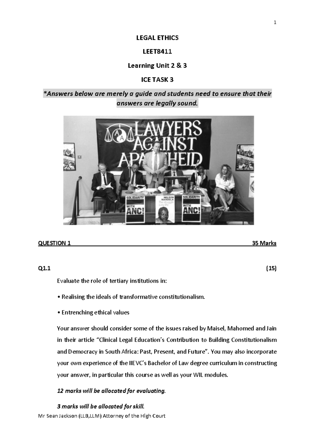 ICE TASK 3- Test Preparation & Answers - LEGAL ETHICS LEET 8411 ...