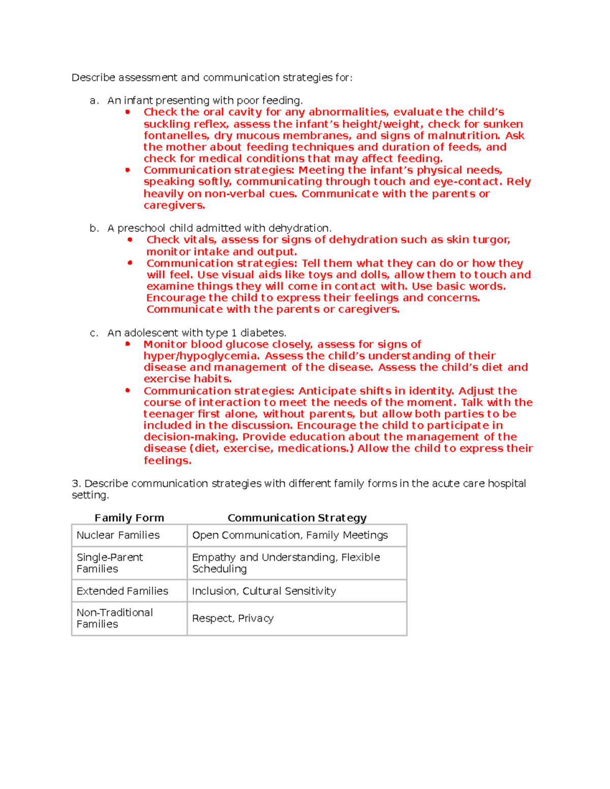 PEDS Sim pre-work - Pre-work questions for SIM - Describe assessment ...